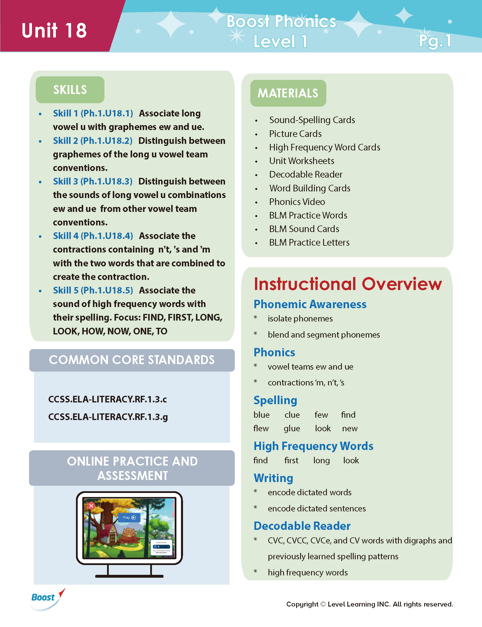 English Phonics 1 Unit 17-24 – Level Learning