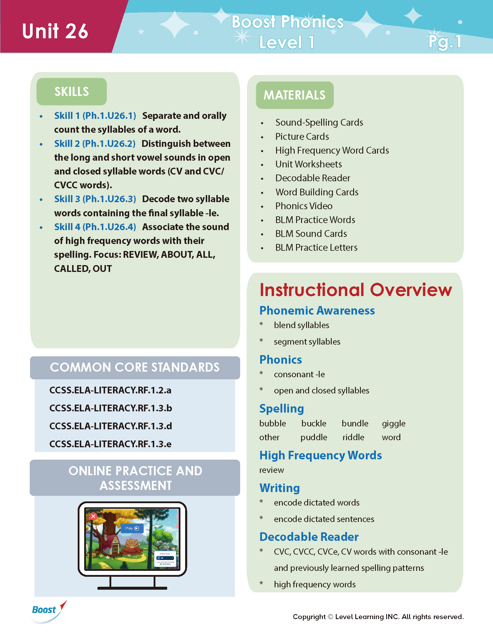 English Phonics 1 Unit 25-32 App – Level Learning